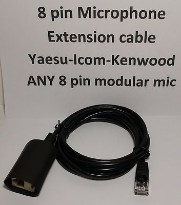 MICROPHONE EXTENSION CABLE 2 feet for YAESU FT-891 BLACK, FLAT cable | eBay