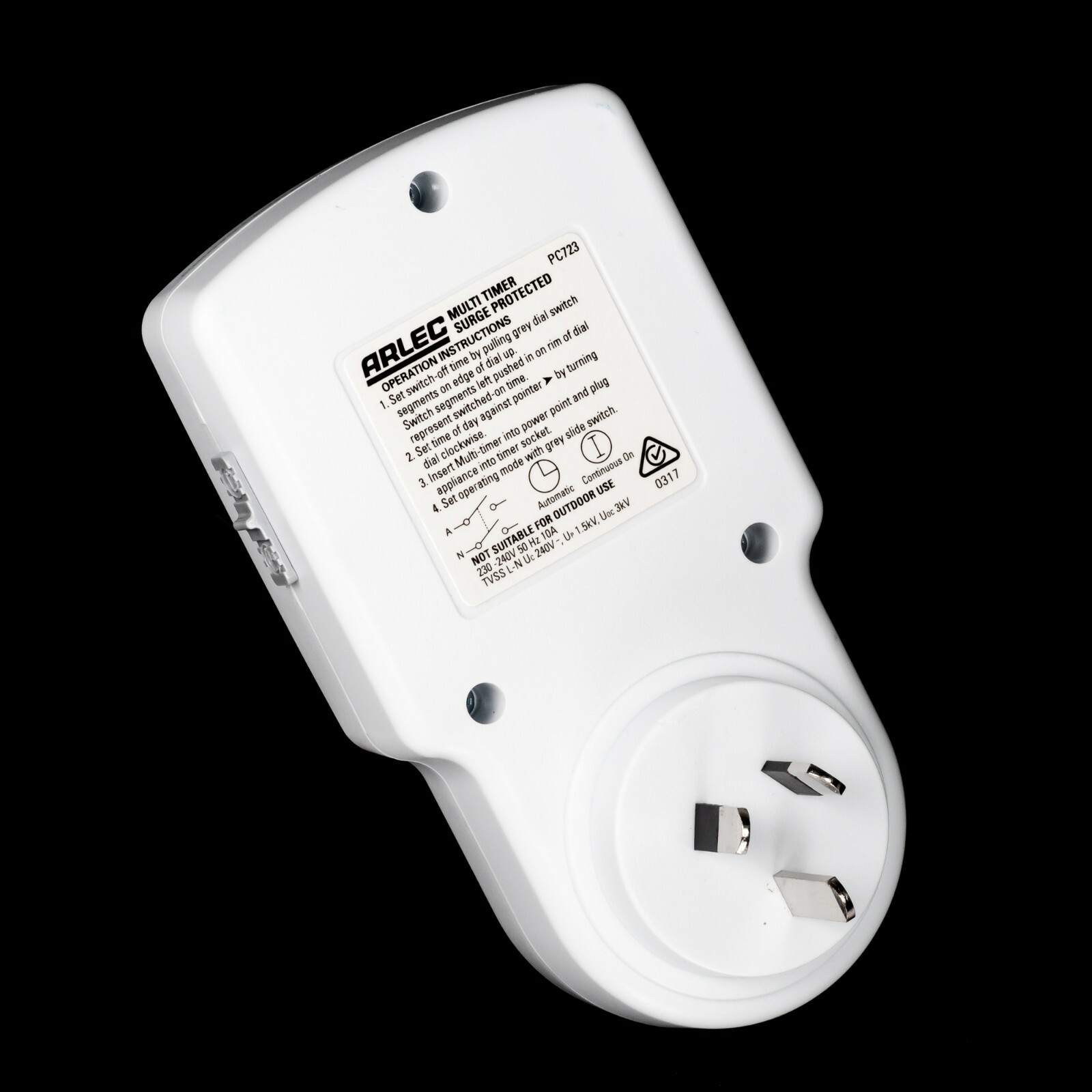 Arlec 24 Hour Timer Surge Protector PC723 Power Point Outlet Wall 