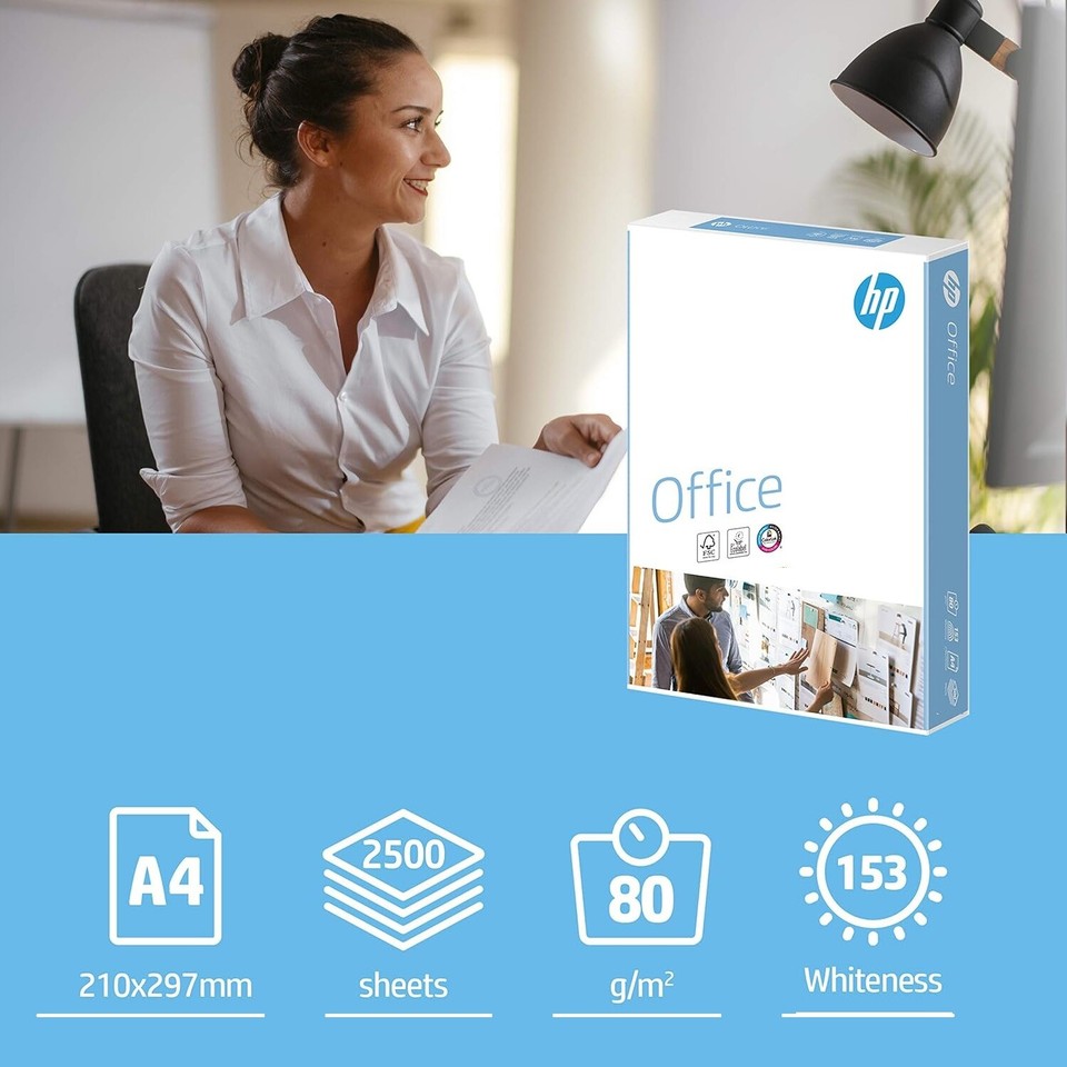 80GSM HP OFFICE LOT A4 WHITE COPIER PRINTER PAPER 1 2 3 4 5 REAMS /500 ...
