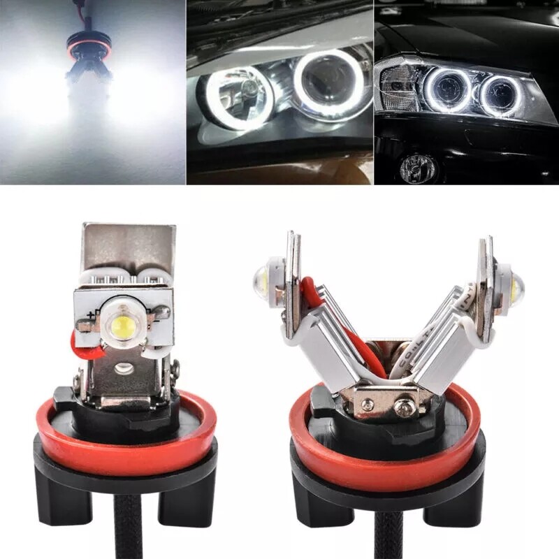 2x H8 LED Bulb For BMW E82 E90 E92 M3 E60 E63 E70 X5 E71 X6 Angel Eye ...