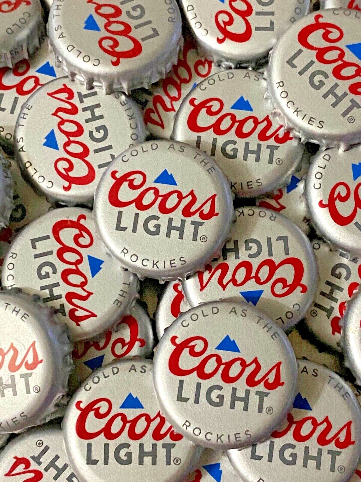100 New Style Coors Light Beer Caps "No Dents" Art & Craft Collector ...