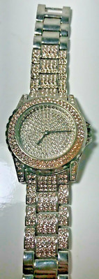 Ladies Womens Avon Pink Crystal Silver Coloured Wrist Watch Fashion ...