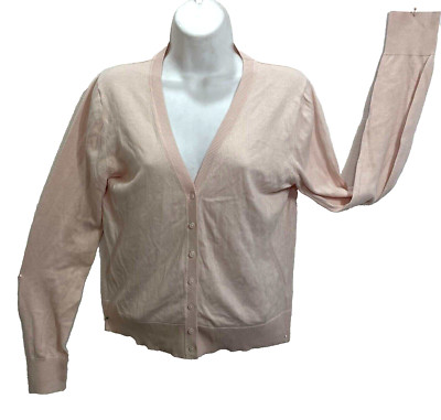 Banana Republic Cardigan Sweater Women S Pink Cotton Blend V-neck ...