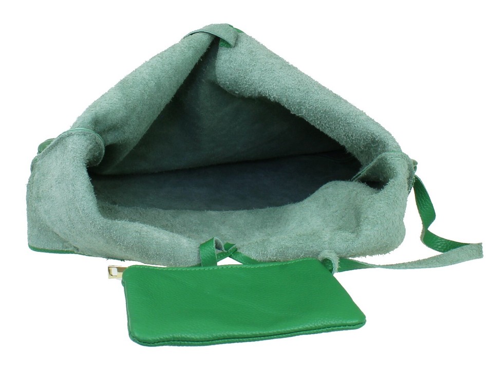 Italian Real Leather Handbag V Shape Top Interior Pocket String ...