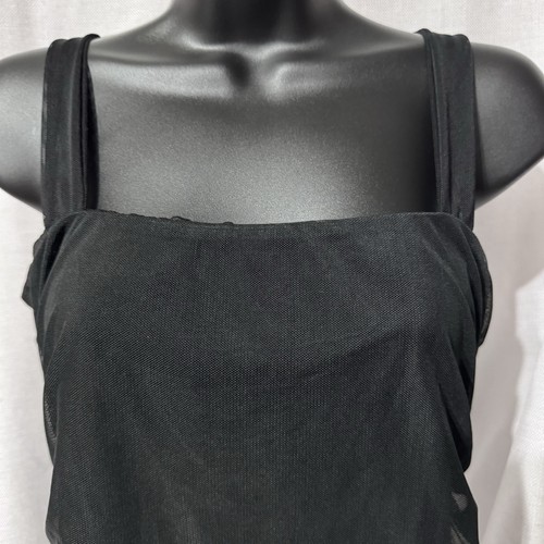 Anistar Lg Lined Black Sheer Tank w/ Side Ruching And Stretchy Dressy or Casual | eBay