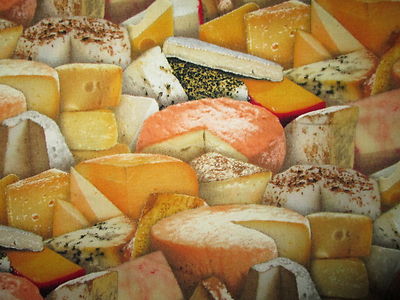 Cheese Variety Blocks Snack Realistic Food Cotton Fabric FQ | eBay