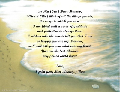 Memaw Personalized Poem Christmas Gift/ Birthday, Mother's Day Gift #2 ...