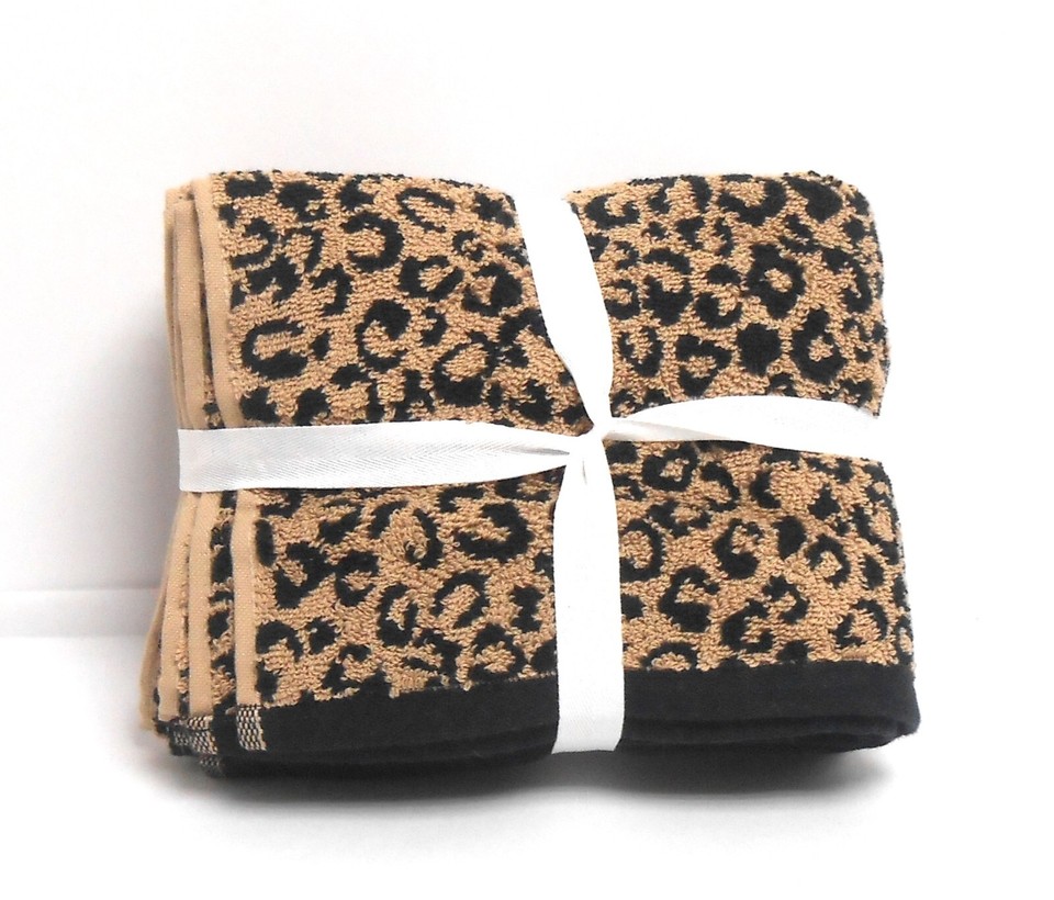 Rachel Zoe Set of 2 Thick Leopard Print Hand Towels 18" x 28" | eBay