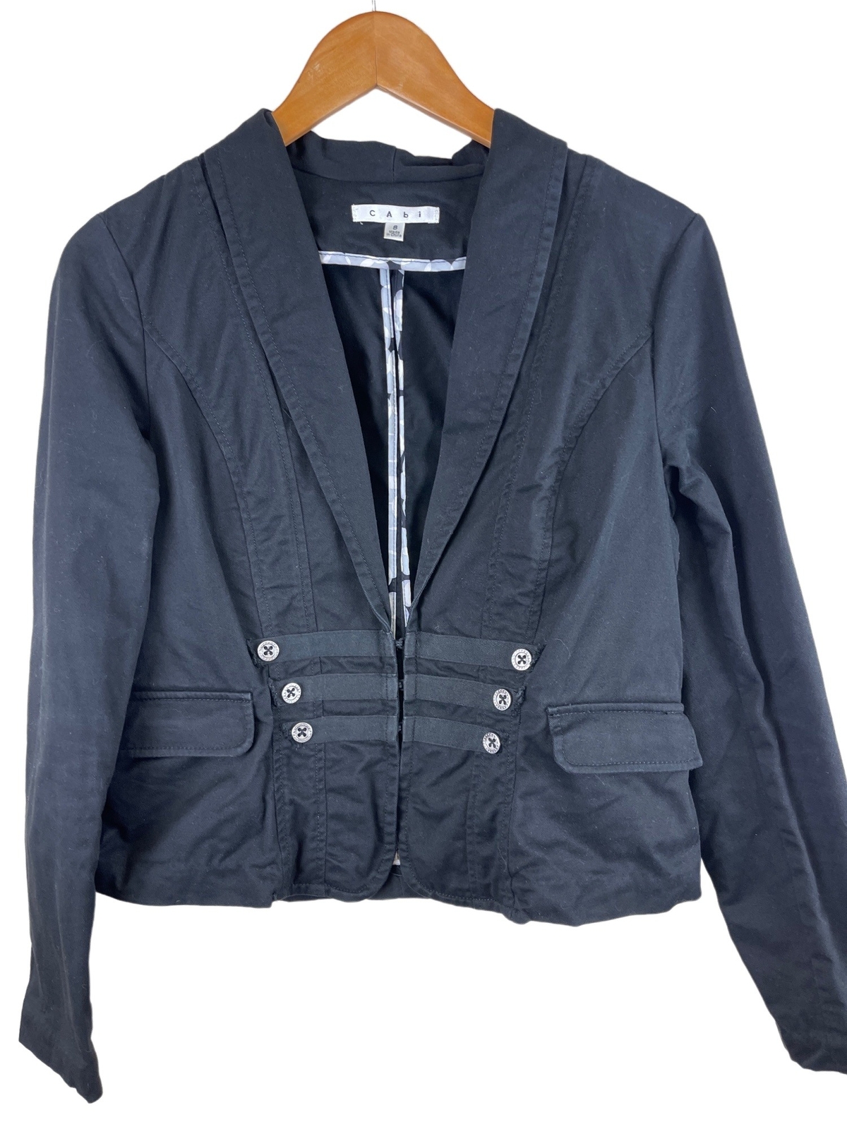 Cabi Style 329 Black Blazer Military Cropped Jacket Women's Size 8 | eBay