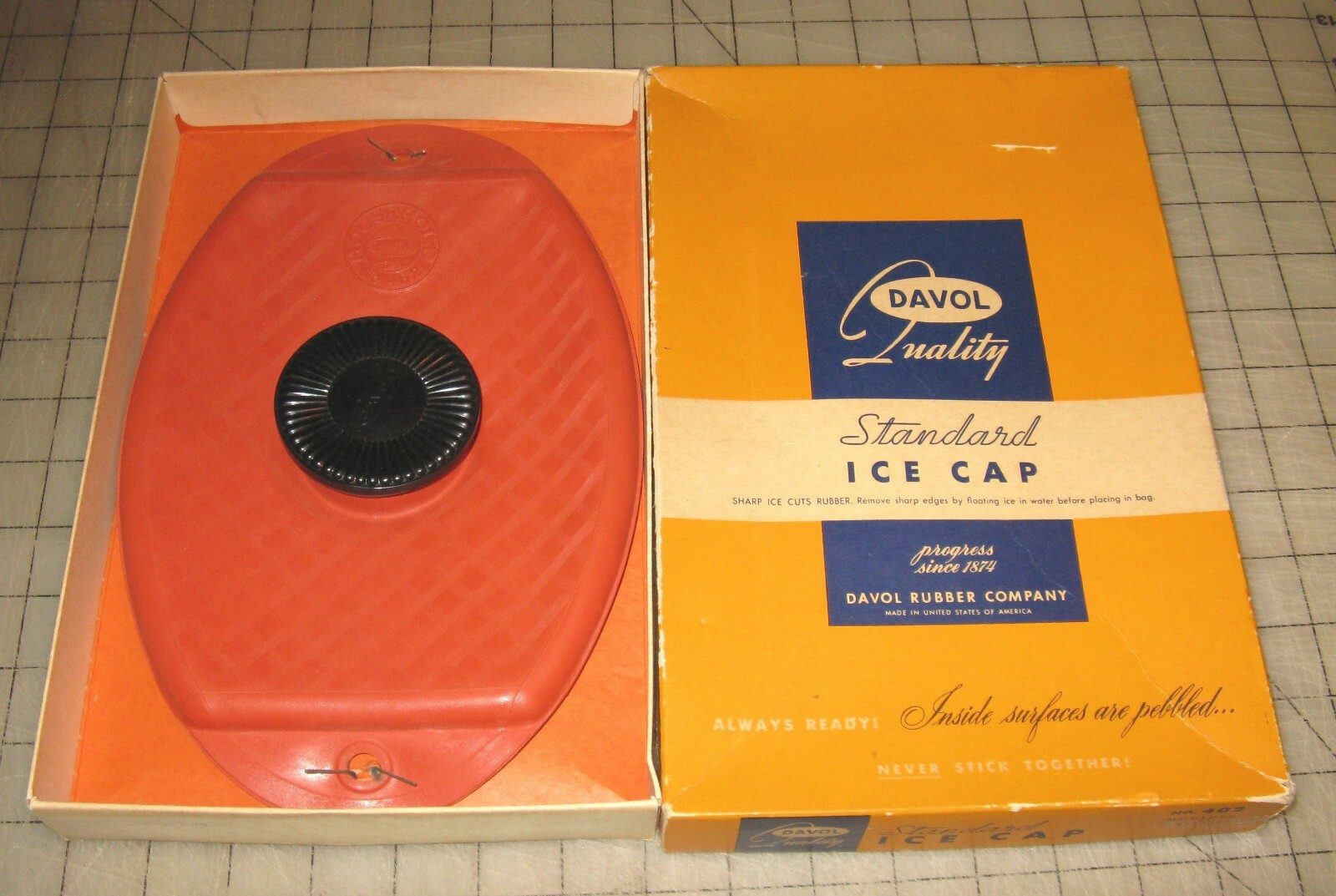 Vintage DAVOL RUBBER CO No. 402 STANDARD ICE CAP in Original Box ...