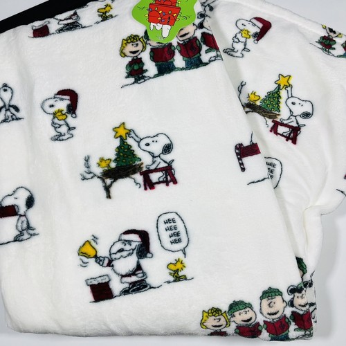 PEANUTS Snoopy Charlie Brown Throw Blanket 50"x70” Christmas Singing ...