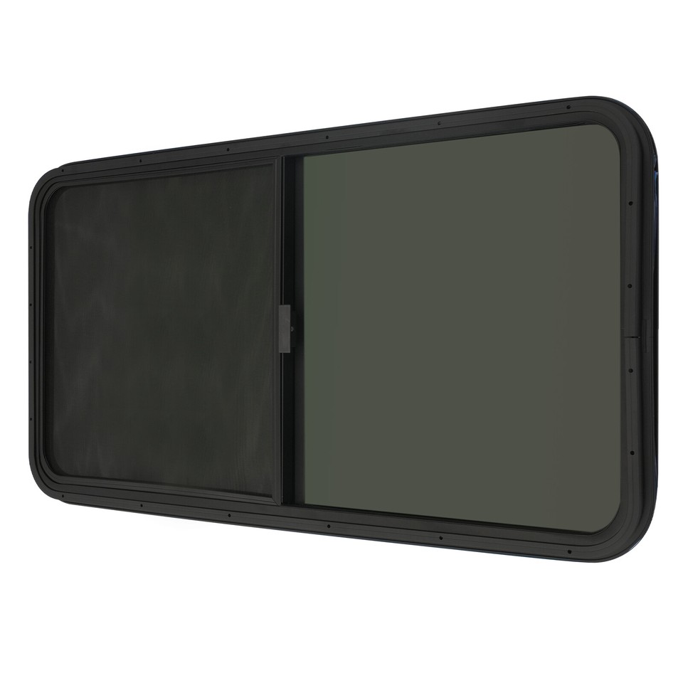 Horizontal Privacy Sliding Window w/Trim Ring Black 24"X 20" Universal ...