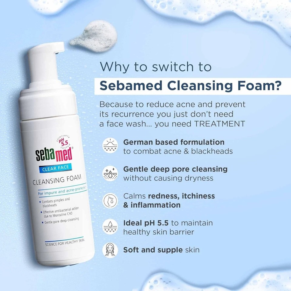 Sebamed Clear Face Cleansing Foam pH 5.5 for Acne prone Skin 150 ml | eBay