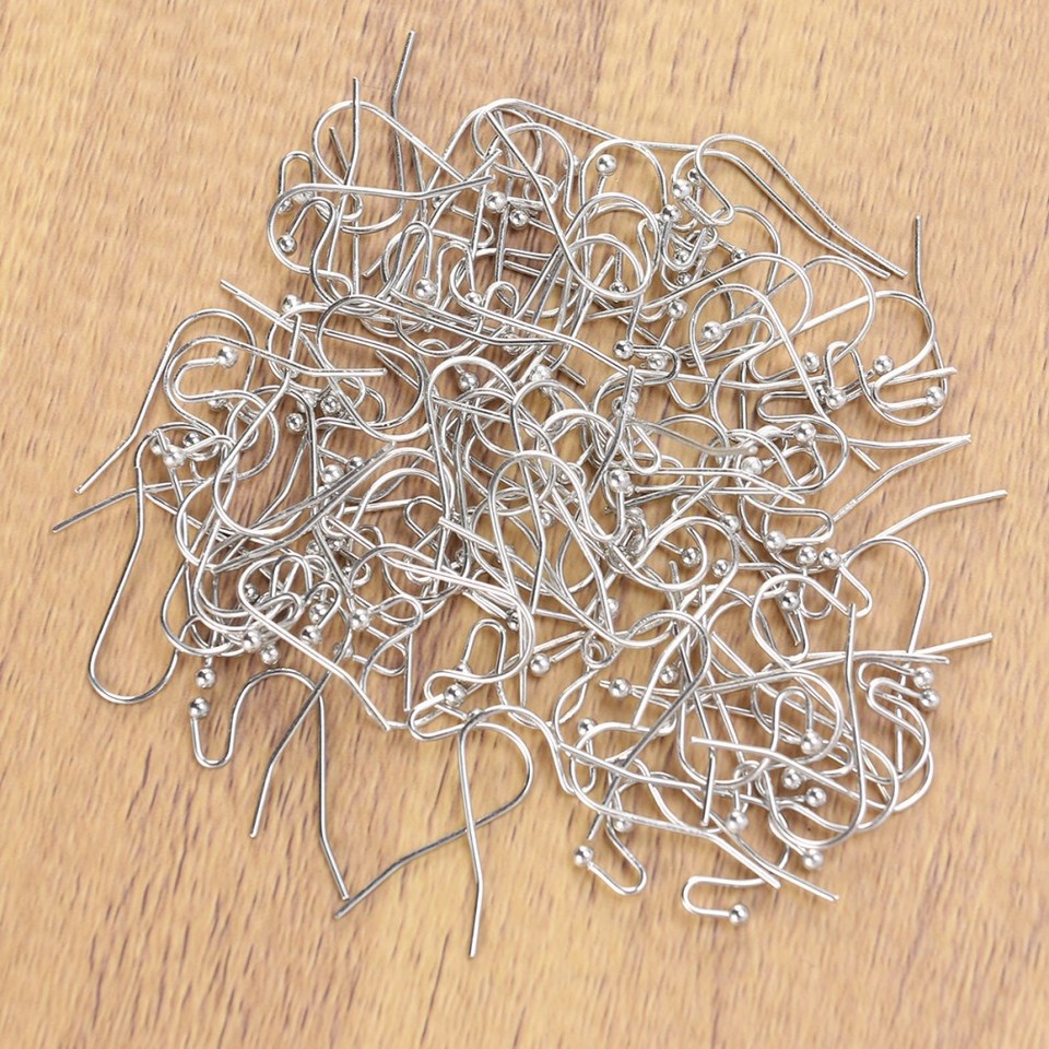 100 Pcs Earring Hooks Ear Wire Hooks with Spring for Jewelry Findings ...