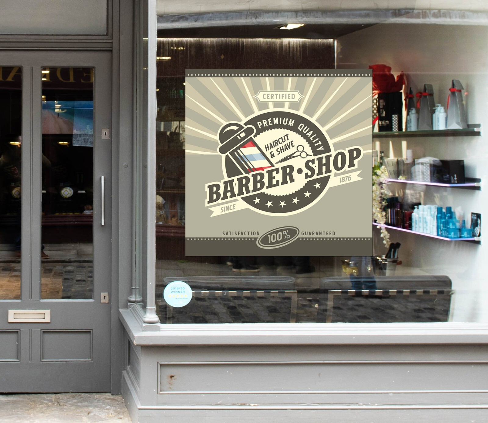 3D Man Hair Cut G20 Barber Shop Window Stickers Vinyl Wall Mural Decals ...