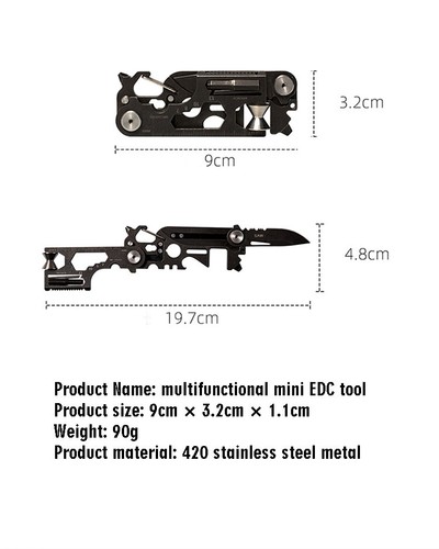 Mini EDC Portable 28 Functions Tool Field Survival Camping Bottle ...