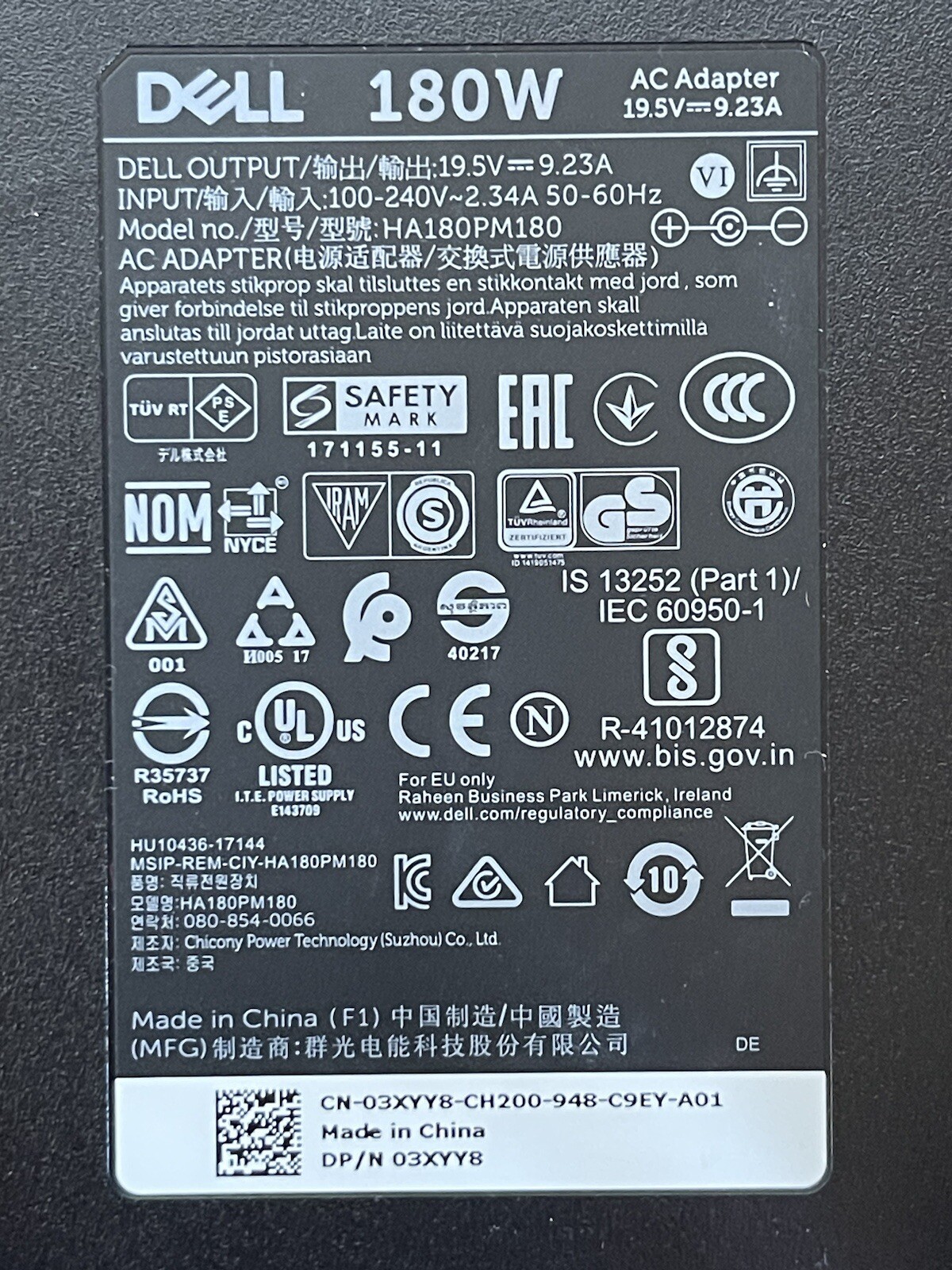 OEM Dell K20A001 K20A Thunderbolt USB 3.0 USB-C Docking Station WD19TBS ...