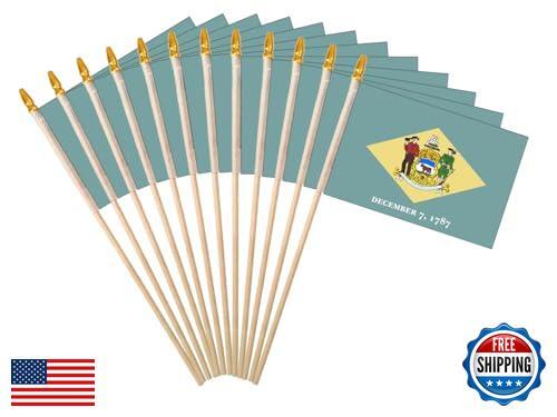 Delaware State Handheld Stick Flag 4x6 Inch 12 Pack Small Mini DE Flag ...