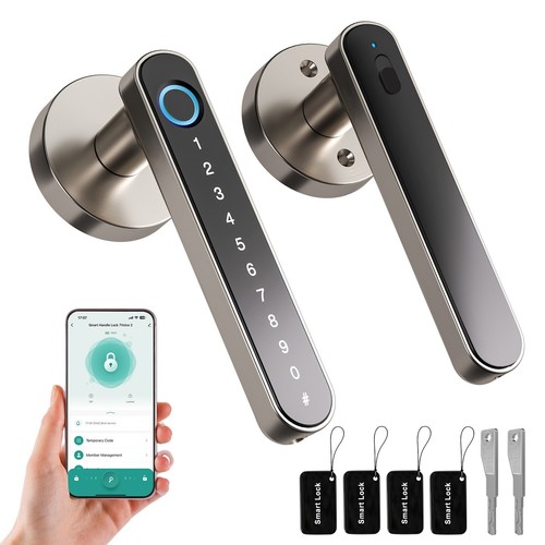 Fingerprint Smart Door Lock with Handle Keyless Entry Security TUYA APP ...