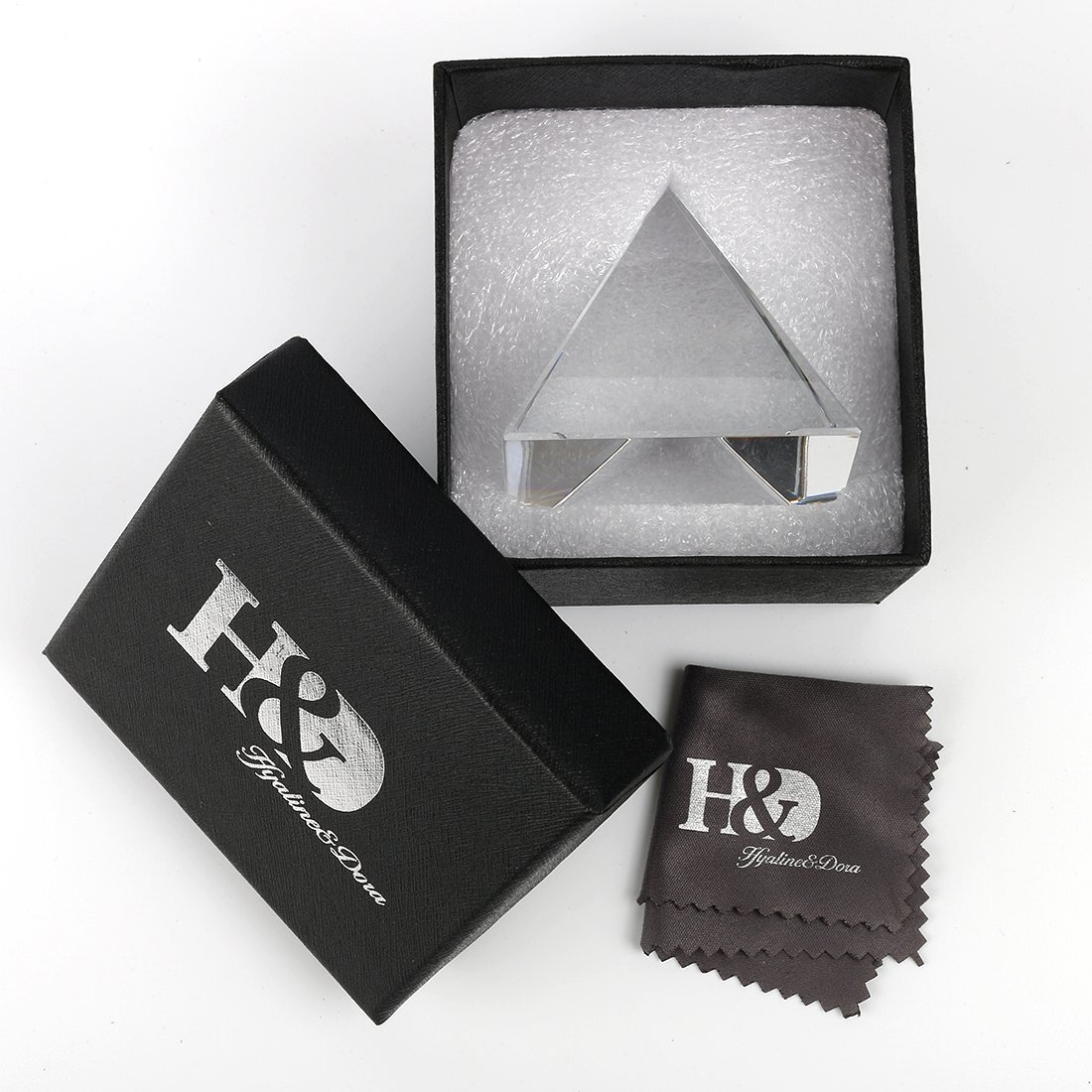 Crystal Pyramid Figurine Collectible Transparent Color Prism Desk ...