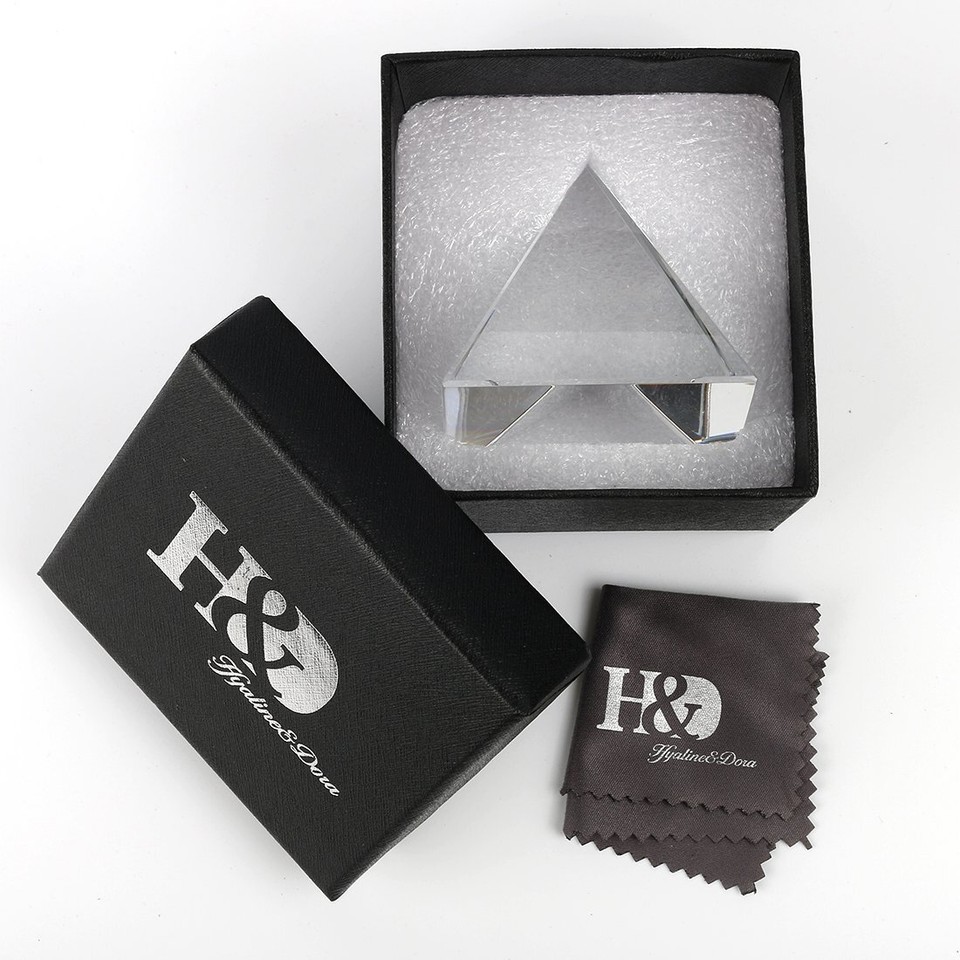 Crystal Pyramid Figurine Collectible Transparent Color Prism Desk ...
