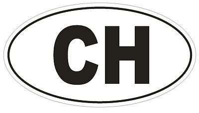 CH Switzerland Country Code Oval Bumper Sticker or Helmet Sticker D966 ...
