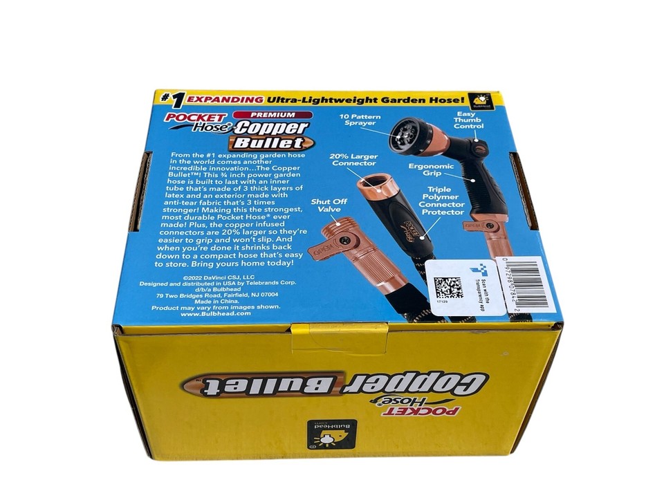 Pocket Hose Copper Bullet 50FT Expandable Garden Hose w/ Sprayer | eBay