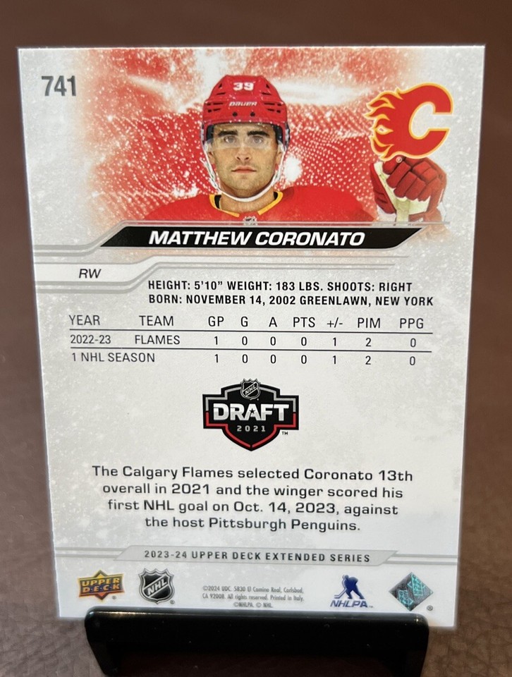2023-24 Upper Deck Extended MATTHEW CORONATO *1st Round Rookies Draft ...