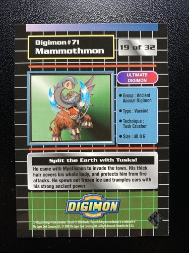 Mammothmon - 19 of 32 - Digimon Animated Series 2 Upper Deck - Holo | eBay