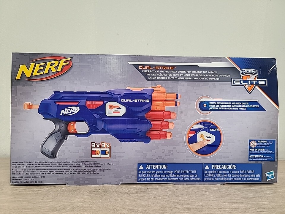 Hasbro NERF N-Strike Elite Dual Strike Blaster Mega And Elite Darts DMG ...
