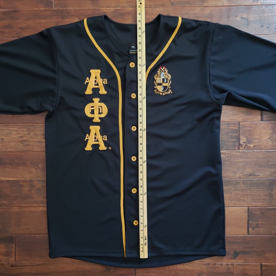 Alpha Phi Alpha Baseball Jersey Mens XL Fraternity Embroidered Black Yellow | eBay