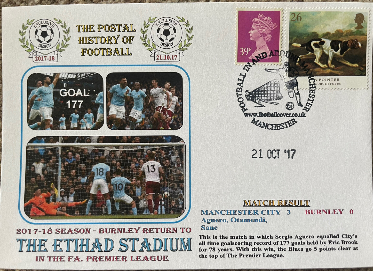 Manchester City v Burnley 21st Oct 2017 Dawn First Day Cover | eBay UK