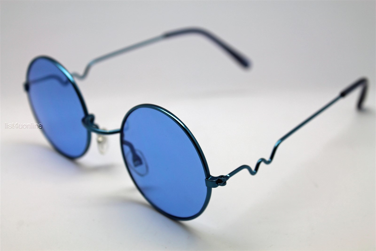 BLUE ROUND SUN GLASSES BLUE FRAMES TRIGUN VAMPIRE COSPLAY STEAM PUNK ...