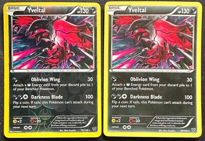 Pokémon TCG - 2x YVELTAL X&Y Base Set 78/146, 1 Reverse Holo, 1 Non ...