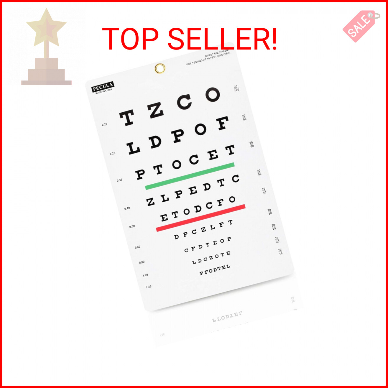 PECULA Eye Chart, Snellen Eye Chart, Wall | Grelly USA