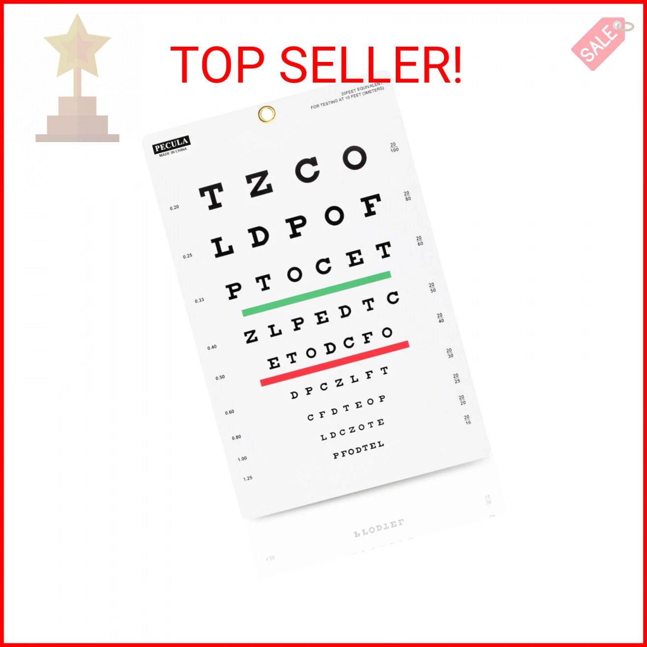 PECULA Eye Chart, Snellen Eye Chart, Wall Chart, Snellen Charts for Eye ...