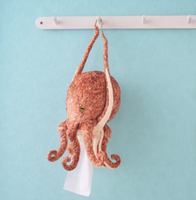 Realistic Octopus Plush Toy Hangable Toilet Roll Tissue Holder Funny ...