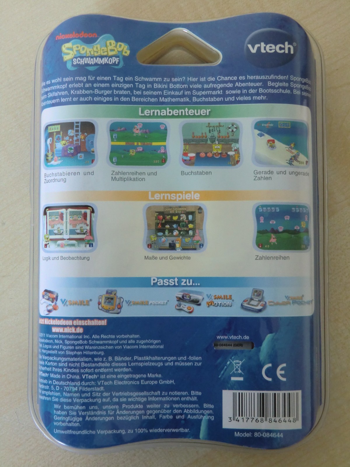 Vtech V. Smile SpongeBob Schwammkopf / Lernspiel Spiel Spielekonsole 80 ...