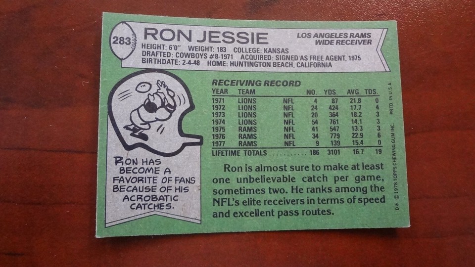 1978 TOPPS # 283 RON JESSIE football card | eBay