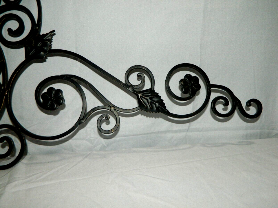 Iron Rustic Scrollwork Wall Grille - Floral, Leaves Home Decor 38" x 14 ...