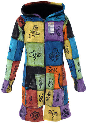 Multicolored Hippie Pointed Hoody Elf Long Patchwork Goth Punk Emo Over ...