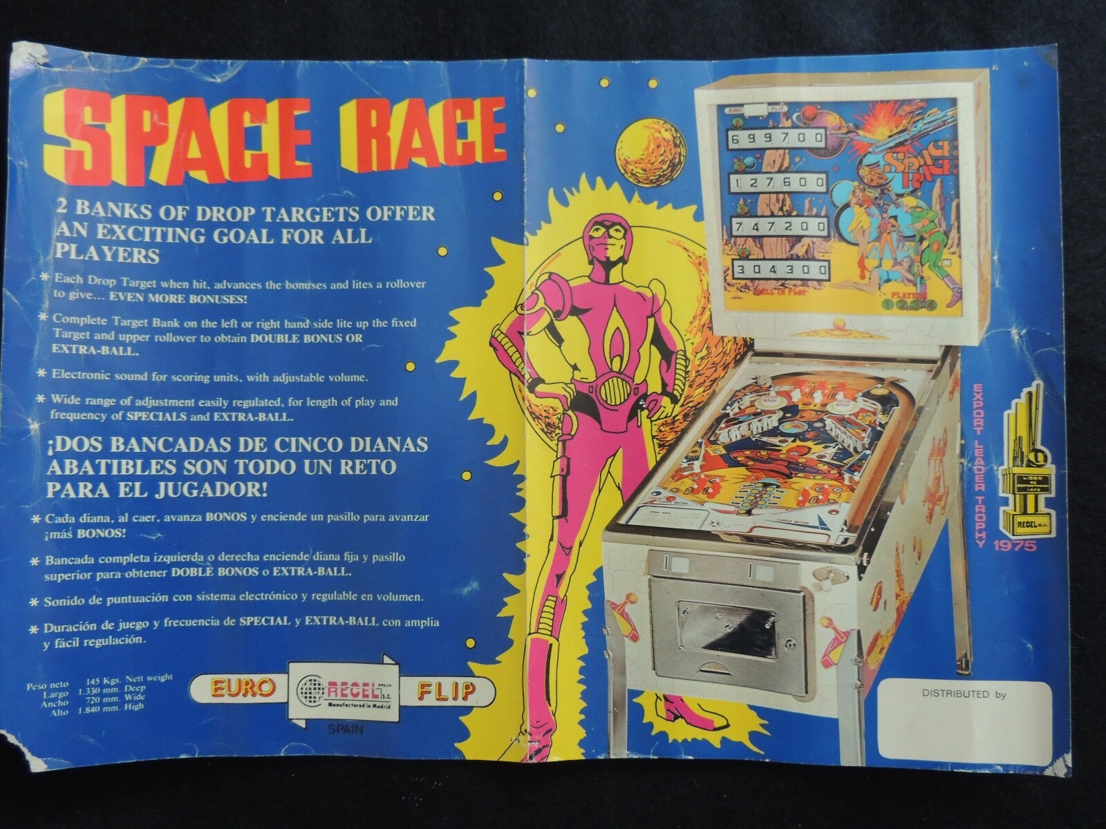 Flyer Publicité Space race Flipper Pinball RECEL -collection jeux café ...
