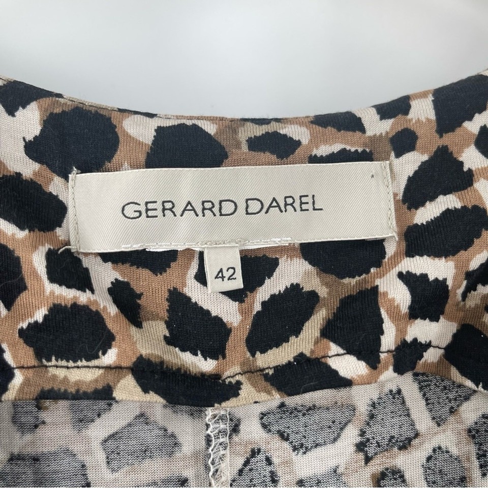 GERARD DAREL Dress Size 42 Silk Blend Faux Wrap Abstract Animal Print ...