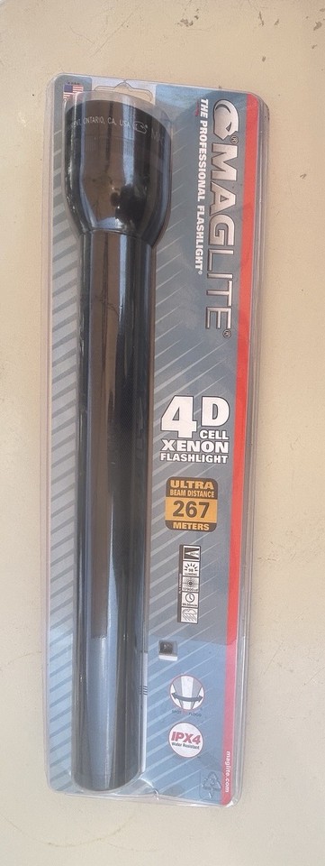 Maglite 4 D cell flashlight In Original Packaging. Heavy Duty Black | eBay