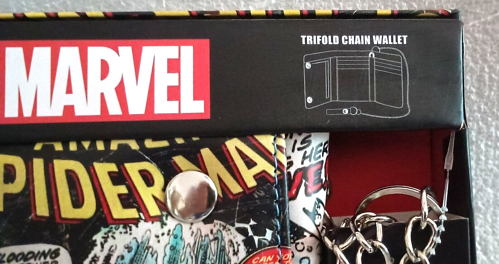 Marvel Classic Spider-Man Cover Trifold Chain Wallet & Gift Box NEW NOS ...