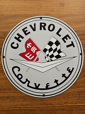 Chevrolet Chevy Corvette Embossed Metal Tin Sign Round 12" Vintage ...