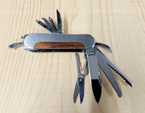 Stainless Steel Multi-Function Knife with Wood Inlay | eBay