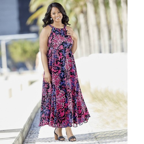 Size S Butterfly Maxi Dress Summer Spring Black Pink Blue by Monroe and ...