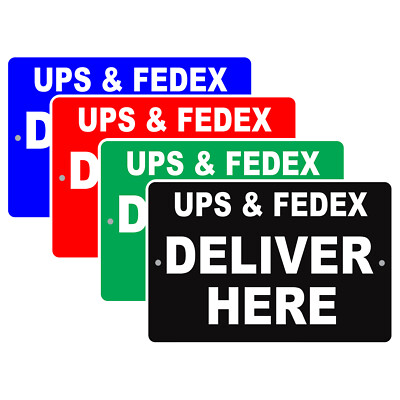 UPS & FedEx Express Deliver Here Package & Deliveries Aluminum Metal ...