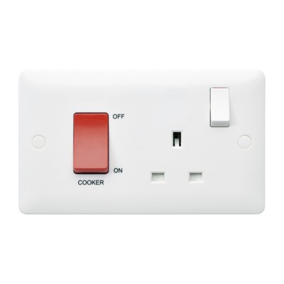 MK MB5060WHI 45A Cooker Switch Red DP + 13A Switched Socket DP | eBay UK